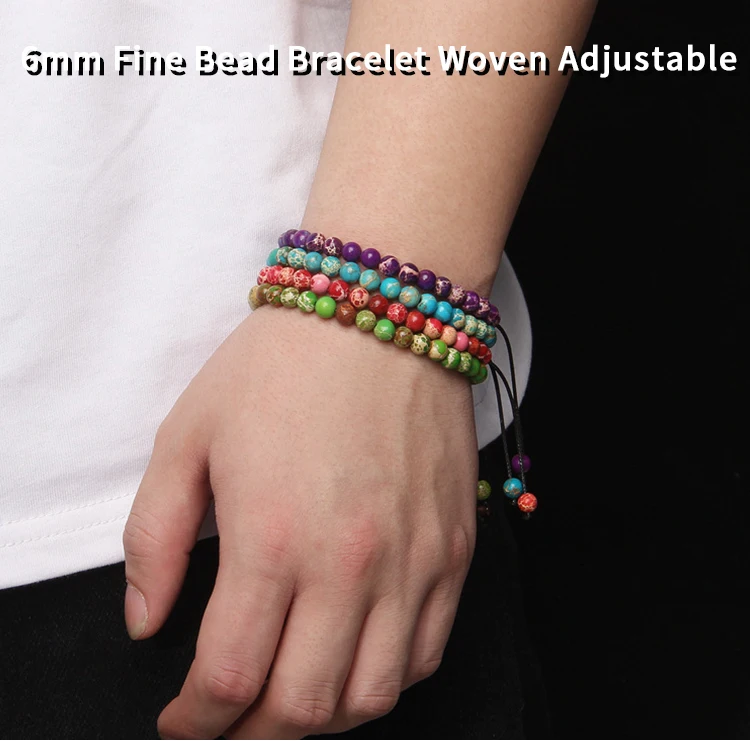 6mm Fine Woven Adjustable Stone Bracelet Crystals Healing Real Natural ...