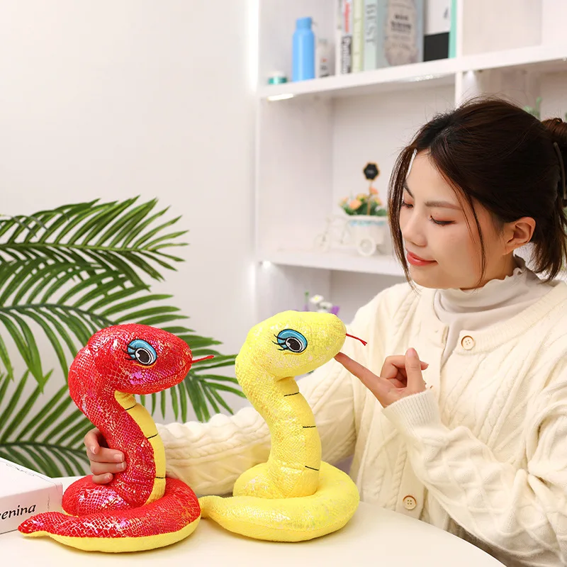 Simulated Sequin Snake Doll - Realistic Green Plush Toy