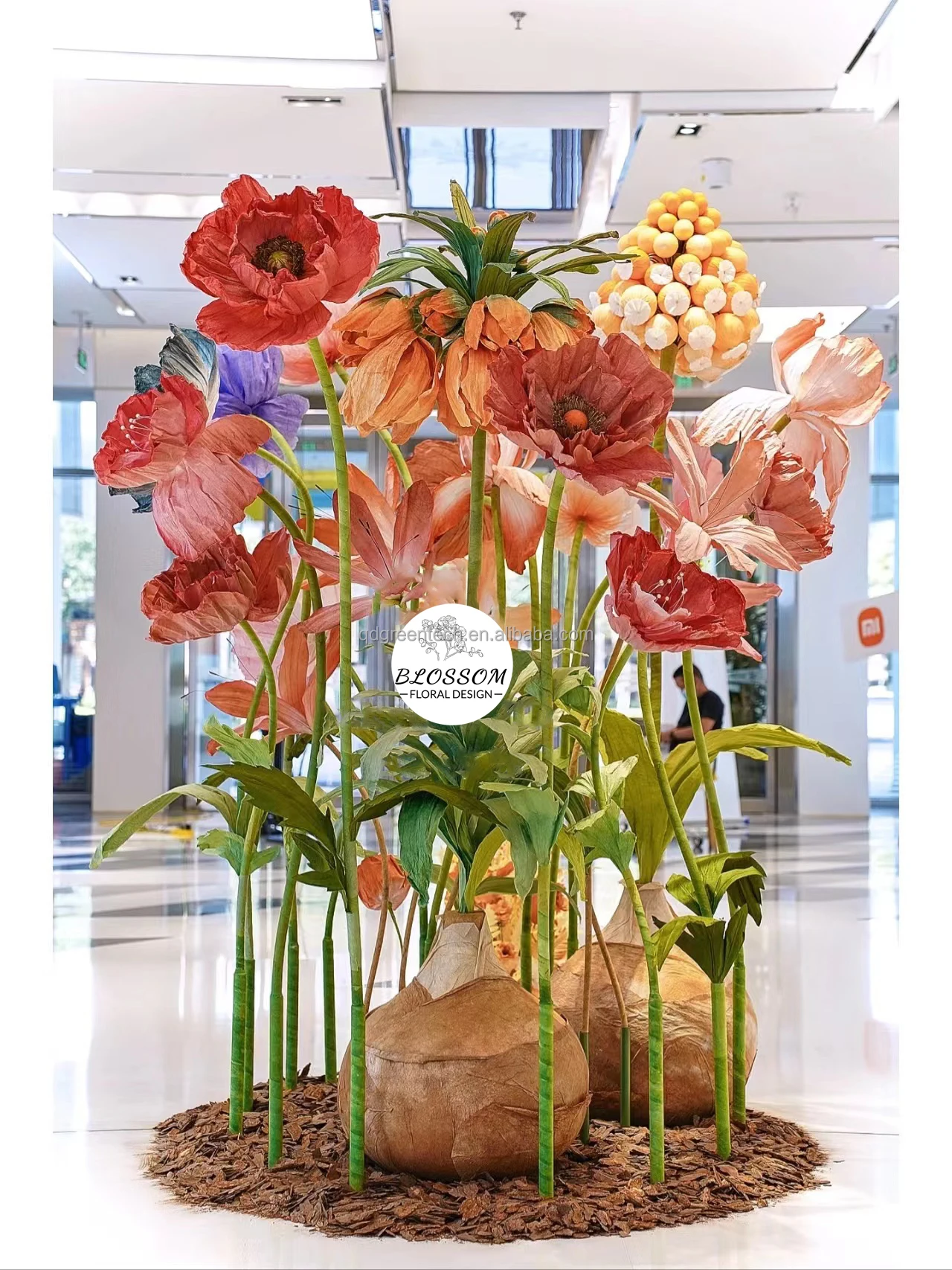 E-167 Luxury Wedding Planning Design Silk Organza Handmade Long Stem ...