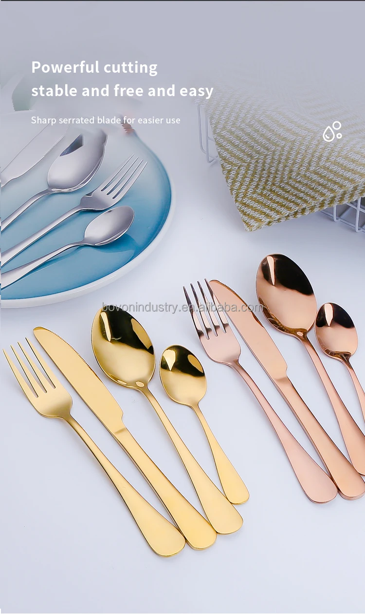 Wholesale Restaurant Luxury Gold Spoon Fork Spoon 24PCS Flatware Set ...