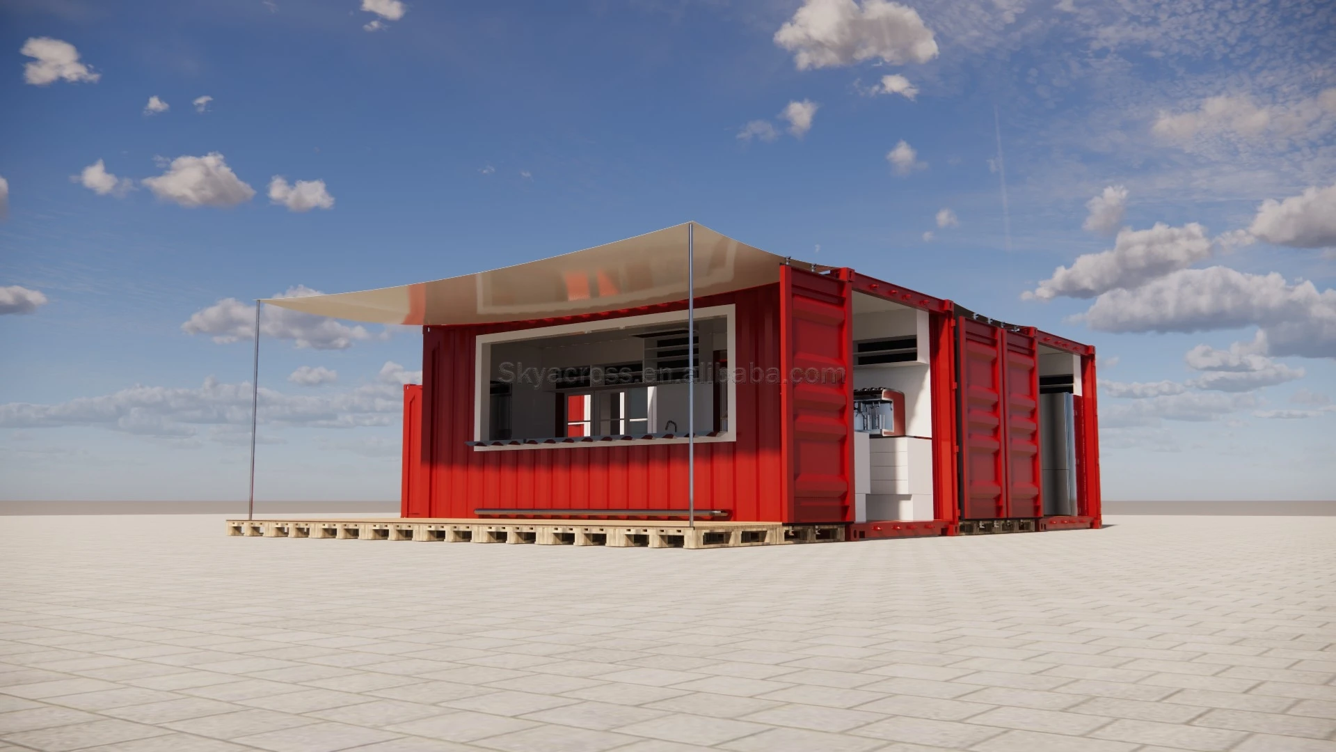Prefabricated Cargo Shop Mobile Modular Restaurant Juice Kiosk ...