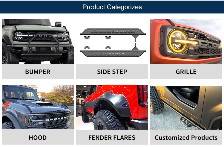 For Ford Bronco Side Steps Bar Running Board Rock Slider Nerf Bar For ...