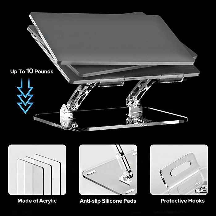 Wholesale Height Adjustable Clear Acrylic Laptop Holder Foldable ...