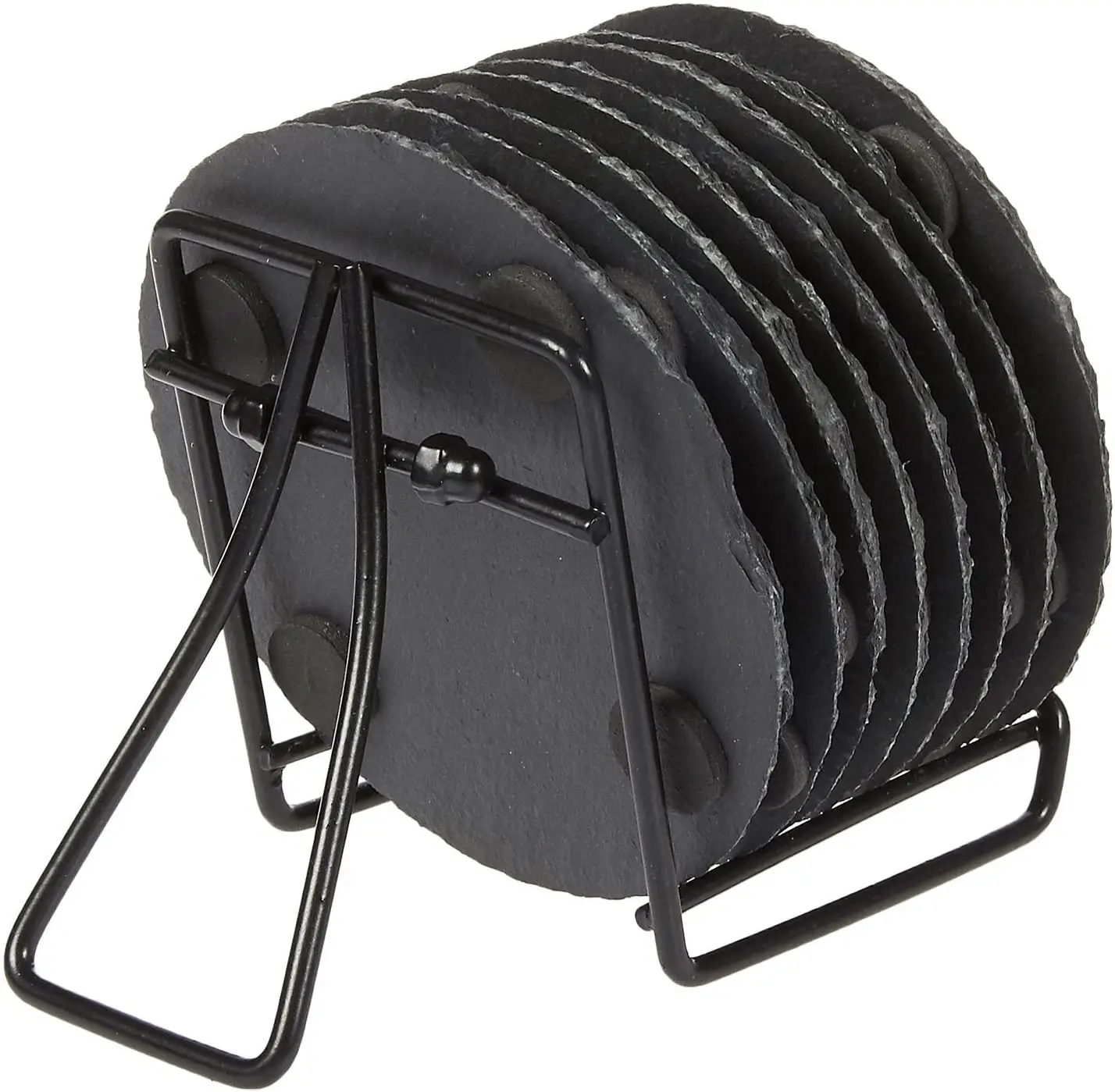 Natural Black Stone Handmade 8 Pack Round Slate Coaster Board Cup Mat ...