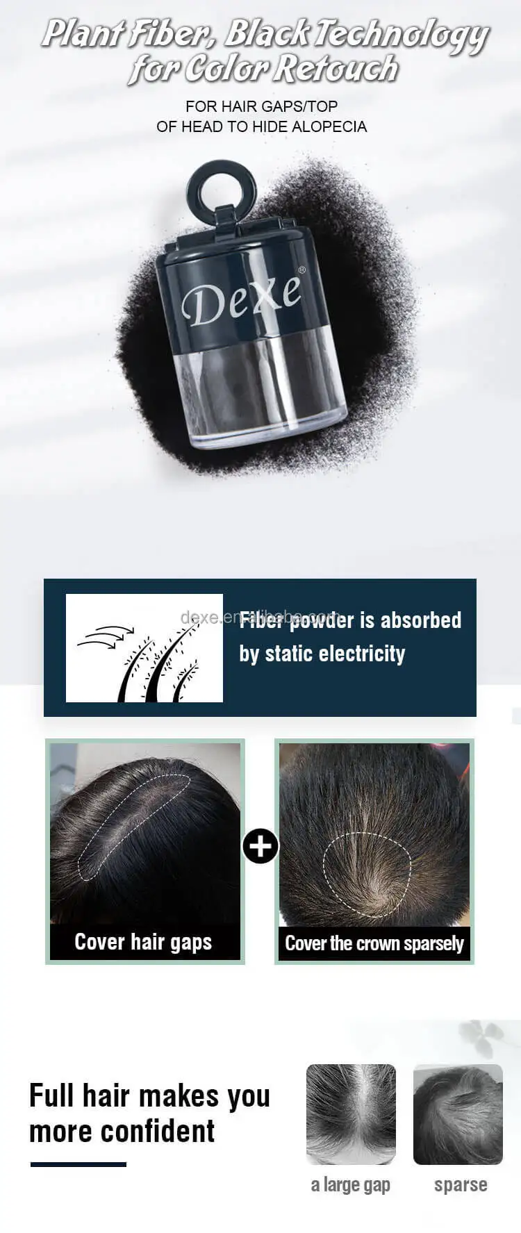 Dexe Hairline Hair Building Fiber And Hair Shadow Powder Restore - Buy ...