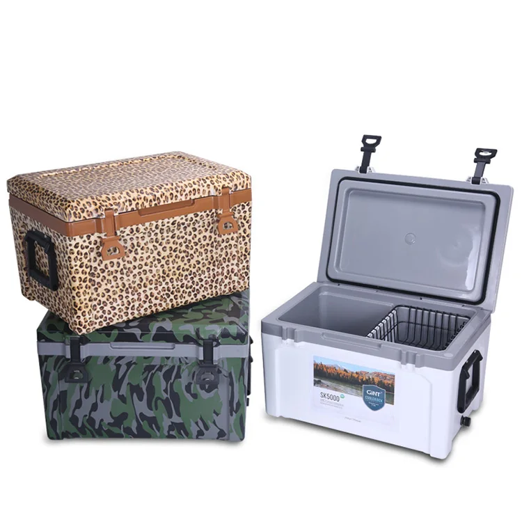 50l Wheeled Hard Cooler Keeps Ice Camping Plastic Portable Picnic Ice ...