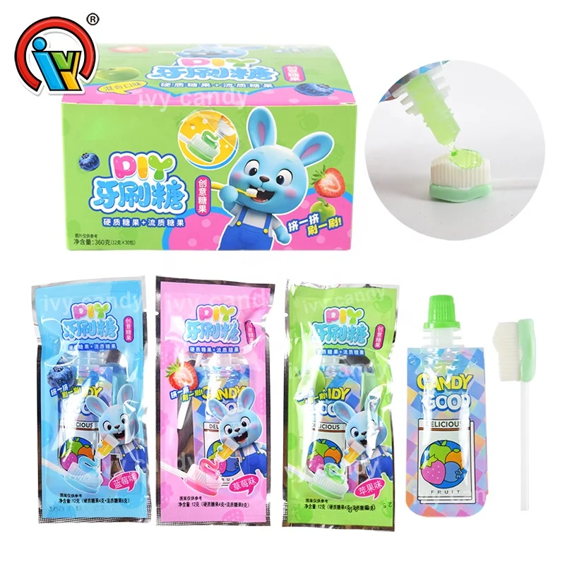 Toothpaste Squeeze Gel Liquid Jam with Toothbrush Hard Candy Supplier ...