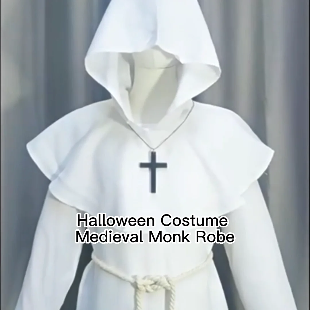Halloween Costume Medieval Monk Robe Monk Outfit Wizard Priest Cosplay ...