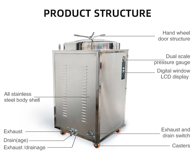 200 Liter Vertical Autoclave Steam Sterilizer For Aluminum Cans Mushroom Substrate Sterilization ...