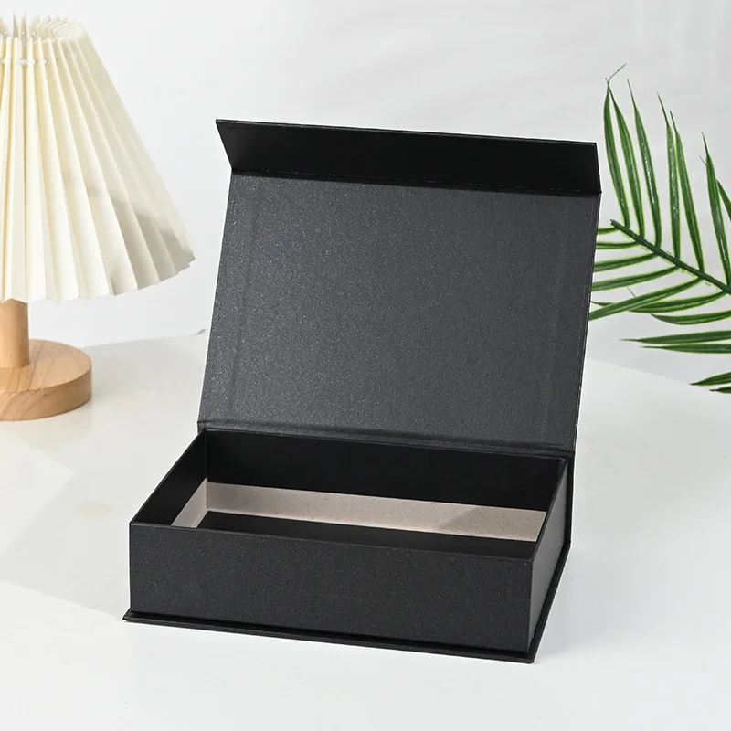 Luxury Black Book Shaped Rigid Cardboard Foldable Gift Box Custom Print ...