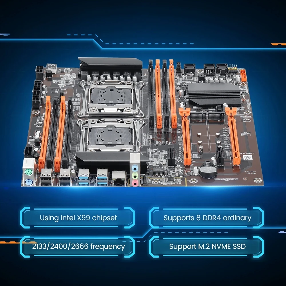 Dual X99 Motherboard Lga 2011 3 With 2pcs E5 2686 V4 And Ddr4 32g 3200