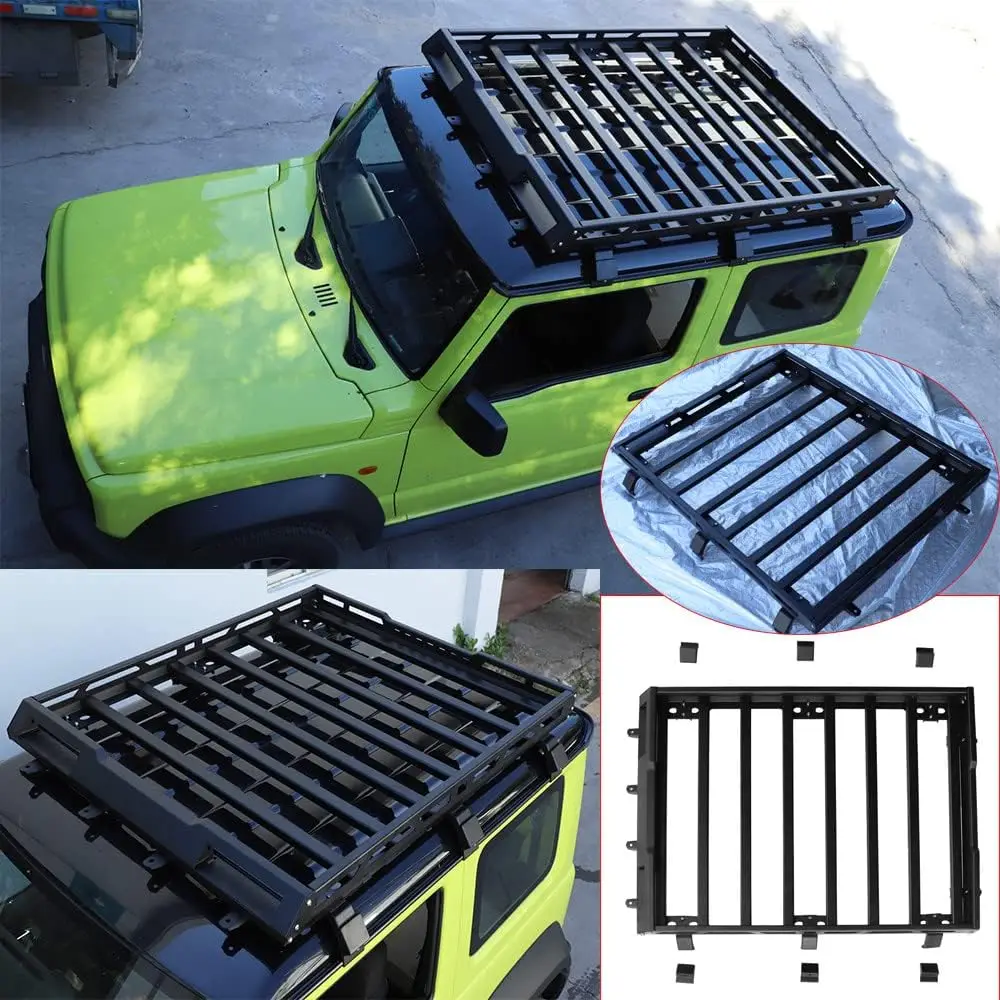 Aluminum 4x4 Basket Rack with Light Bar Car Roof Rack Cargo Box Accessory for Suzuki Jimny ...