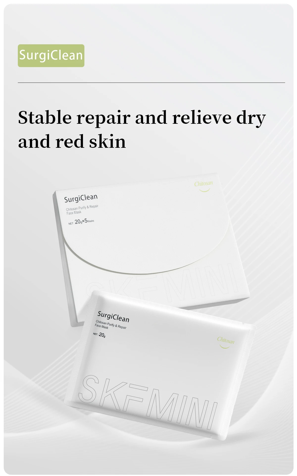 New Products Surgiclean Skin Chitosan Facial Mask20g*5 Masks For Skin ...