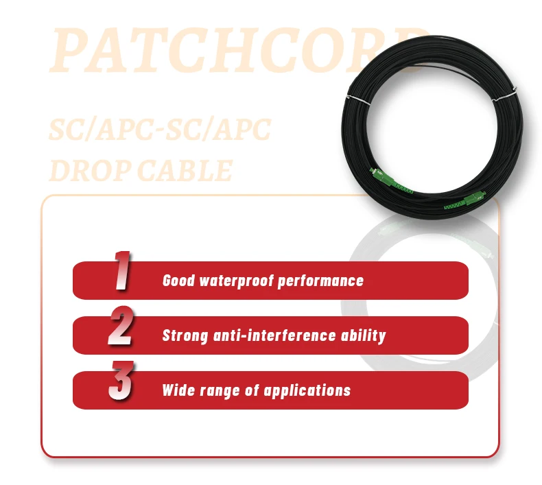 Black Color Corning G657A1 LSZH Jacket Sc/APC 100m Drop Cable Fiber Optic Patch Cord| Alibaba.com
