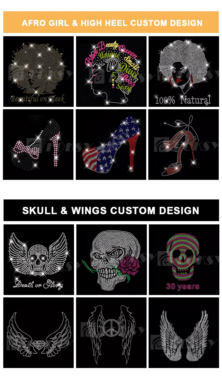 Custom Rhinestone Logo Heat Transfer Design - Hotfix Rhinestones