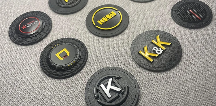 Personalized Metal Handmade Colored Leather Patch Circle Leather Labels ...