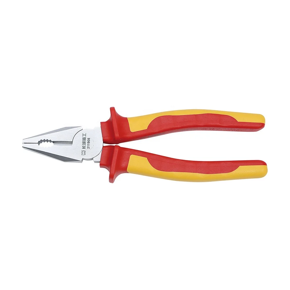 2-color handle VDE insulated 8inch yellow + red combination pliers with ...