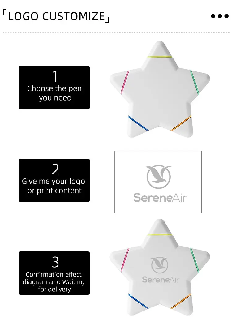 Five-pointed Star Modeling Five Colors In One Highlighter Marker Gift ...