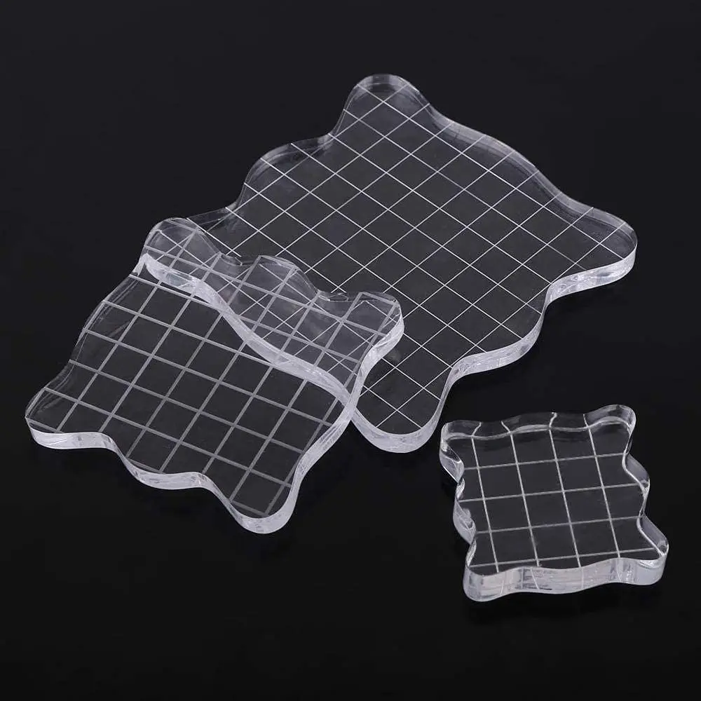 3 Pieces Grid Blocks Tools Stamp Blocks Acrylic Clear Stamping Blocks ...