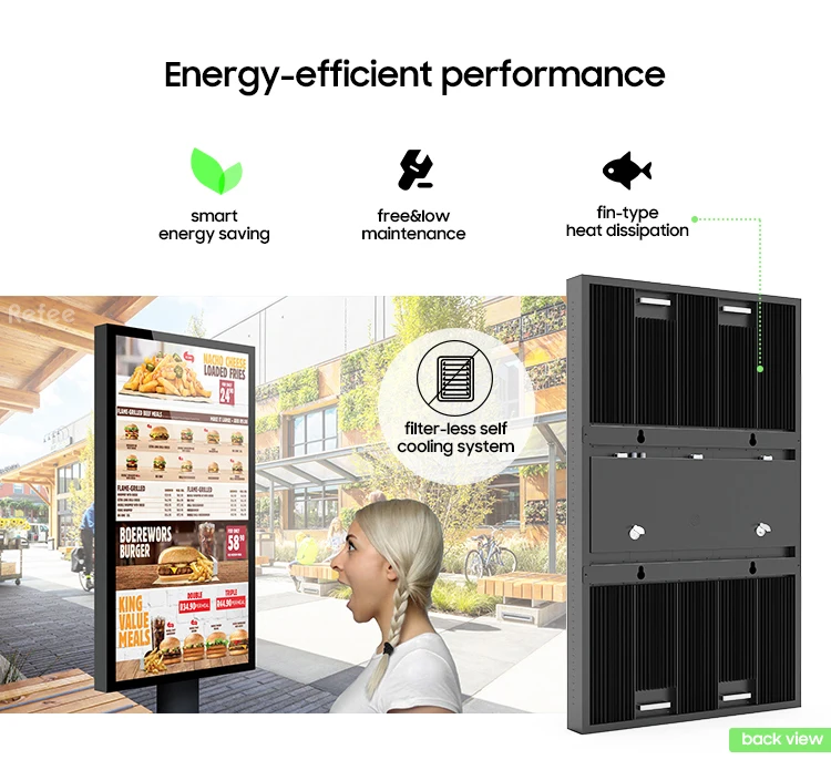 Fanless Outdoor Advertising Screen Drive Thru System Lcd Menu Board ...