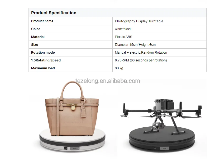 45cm 360 Degree Electric Rotating Turntable Display Stand Photography ...
