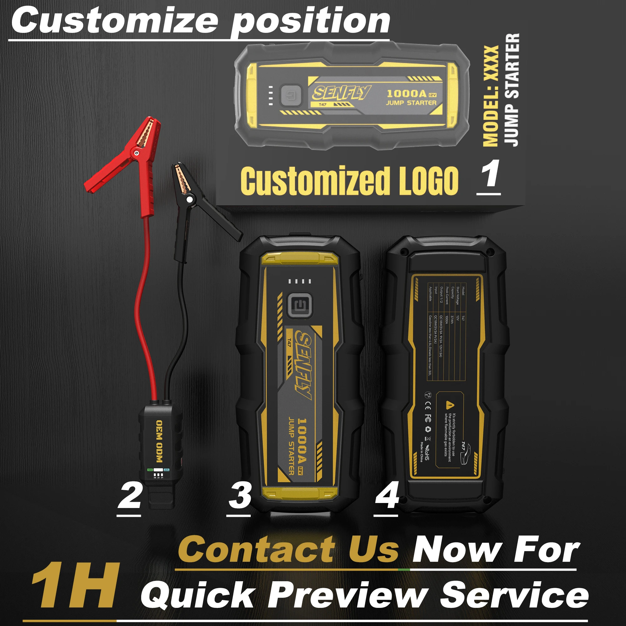 4 in 1 Portable Emergency Jump Starter with Power Bank