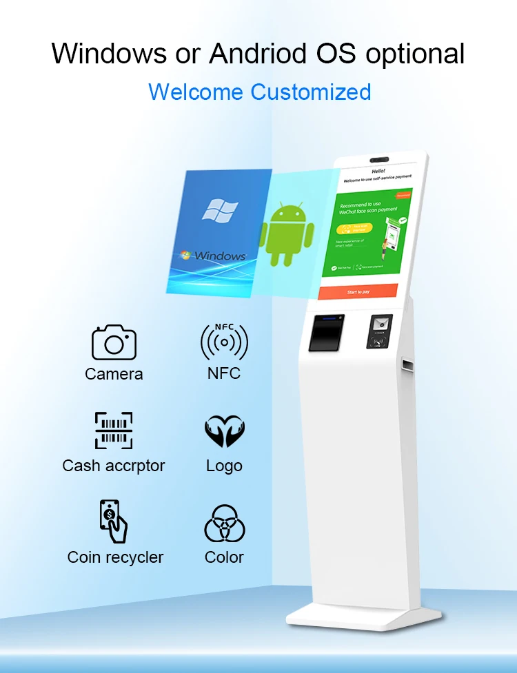 Restaurants Fast Food 24 32 Inches POS Self Ordering Checkout Machine ...
