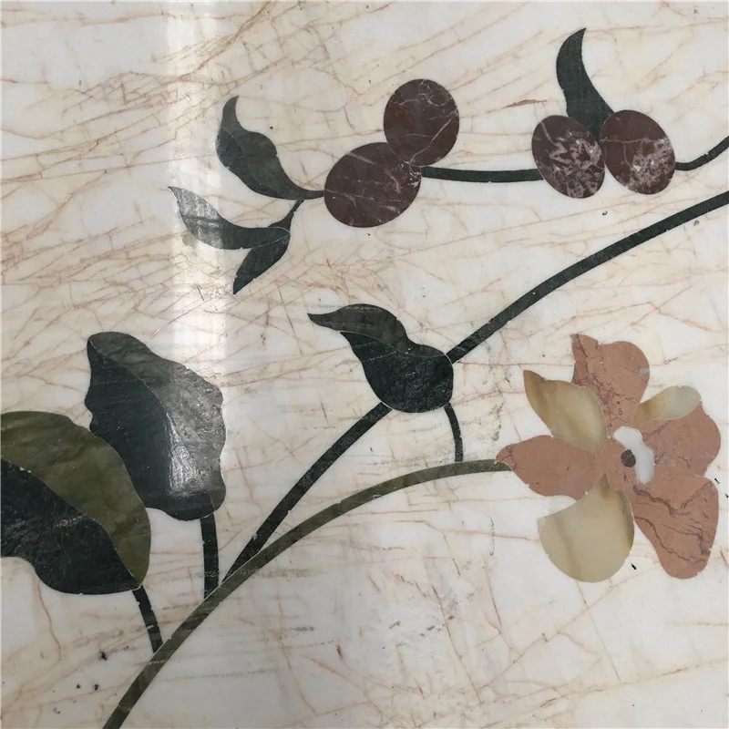 Flower Inlay Maeble Tiles Waterjet Entrance Floor Pattern Medallion ...