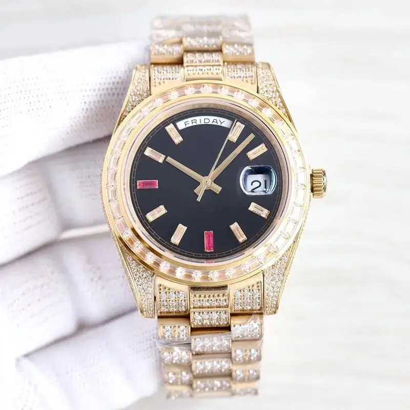 Customized Zircon Or Moissanites Jeweled Watches Automatic Mechanical ...