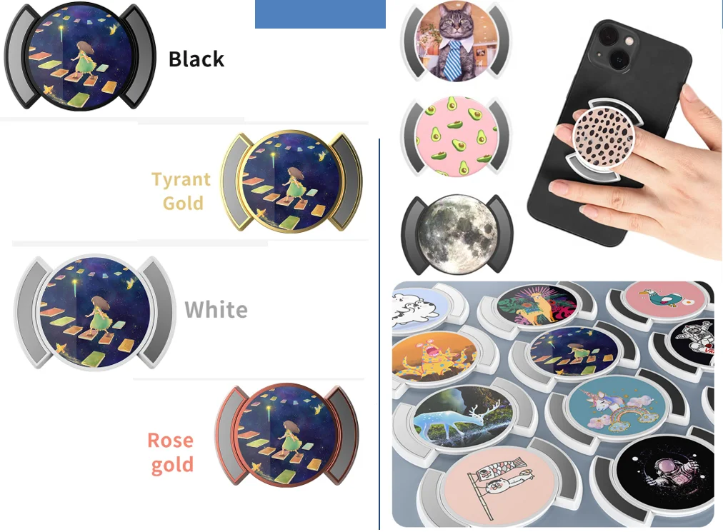 Custom Designs One Hand Sublimation Finger Holder Strap Band Phone Grip ...