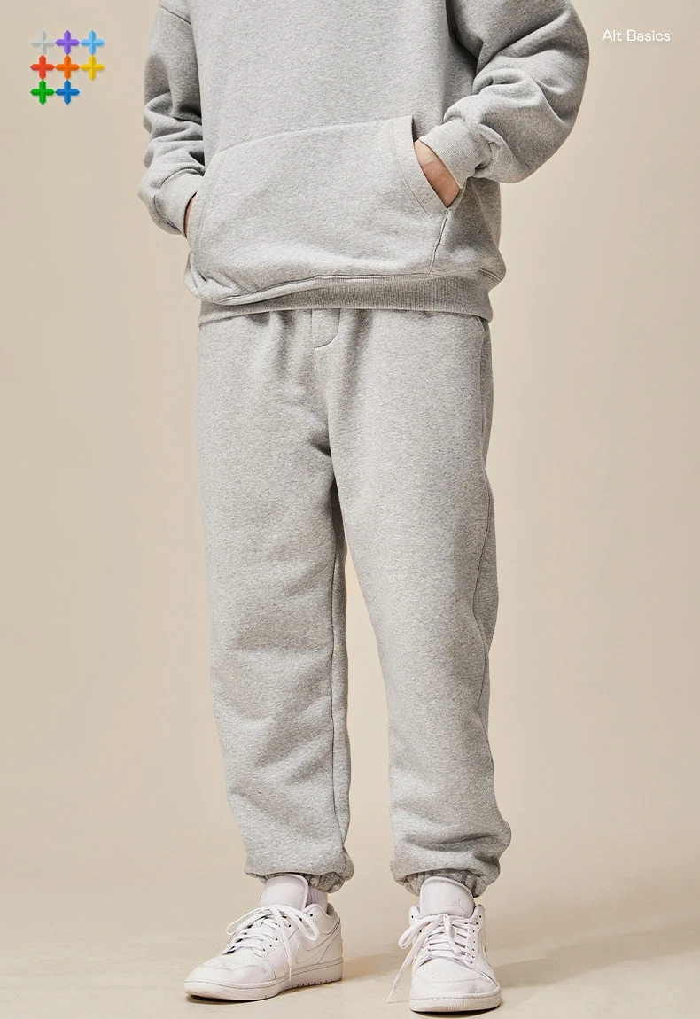 Custom Logo Drawstring Fleece Cotton Track 400gsm Men Sweatpants ...