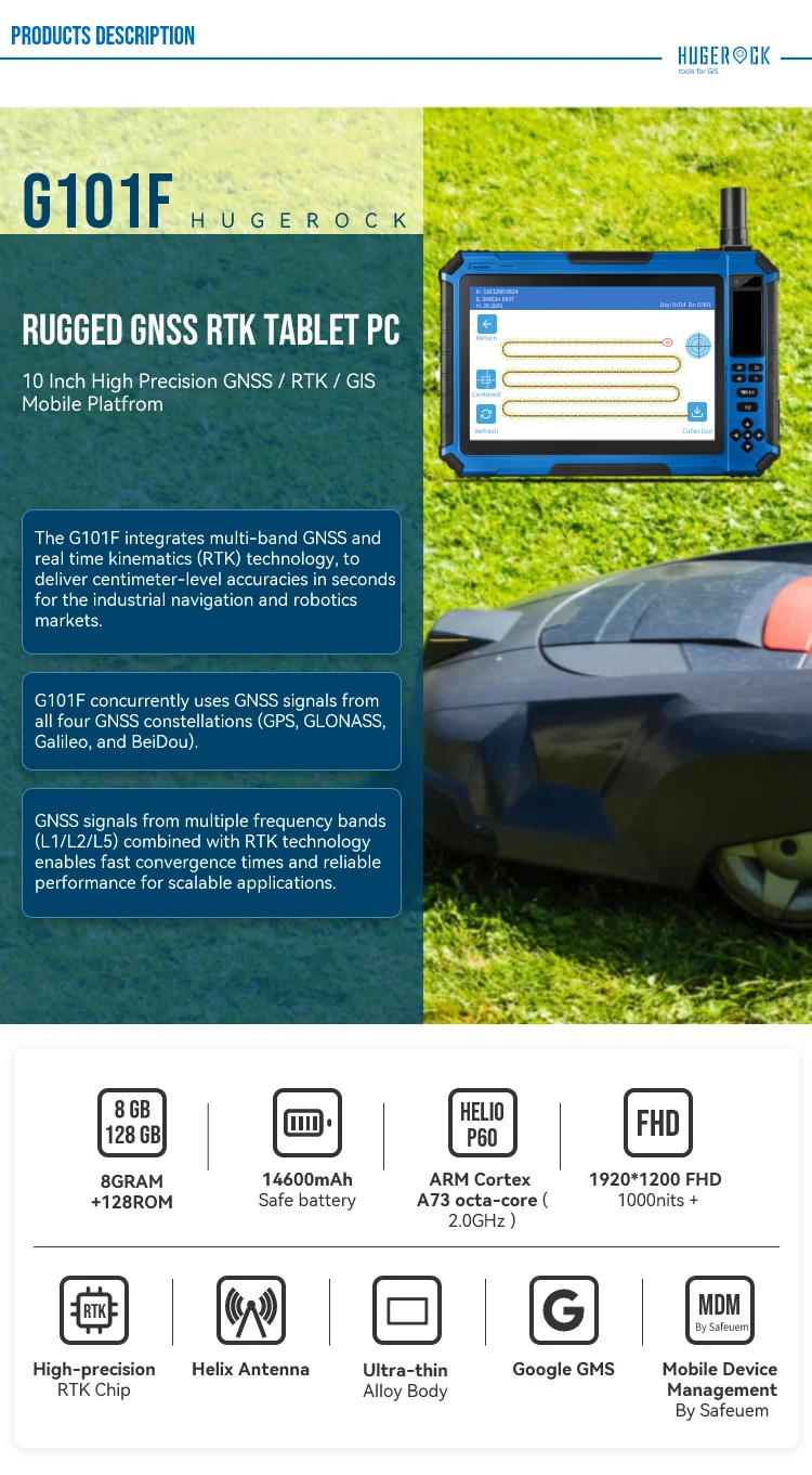 Hugerock G101f Industrial Tablet Rugged Android 10" Ip65 Rtk Gps Gnss ...