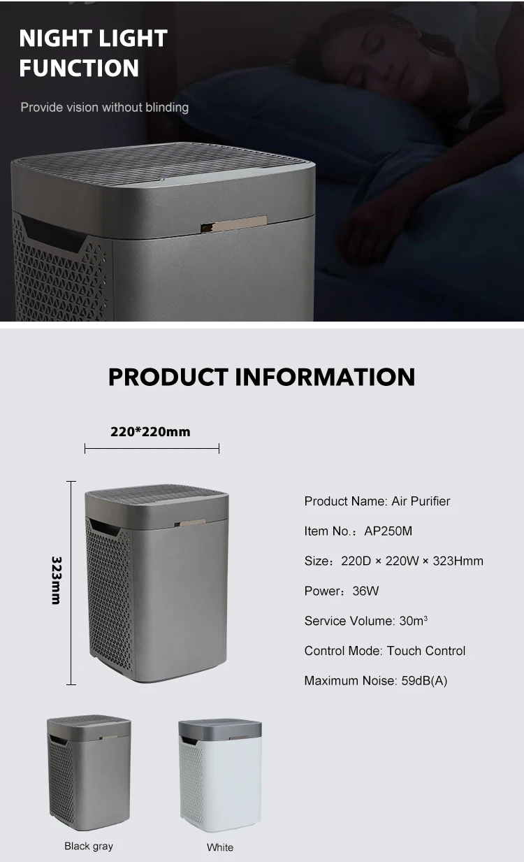Smart Air Purifier with ESP Filters - Low Noise & Touch Control
