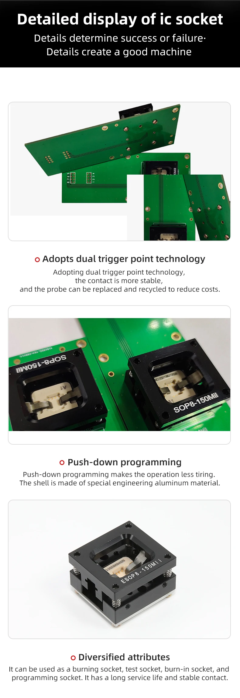 Sop8 Ic Socket Ic Programming Adapter Socket For Sop8 Chips 150mil ...