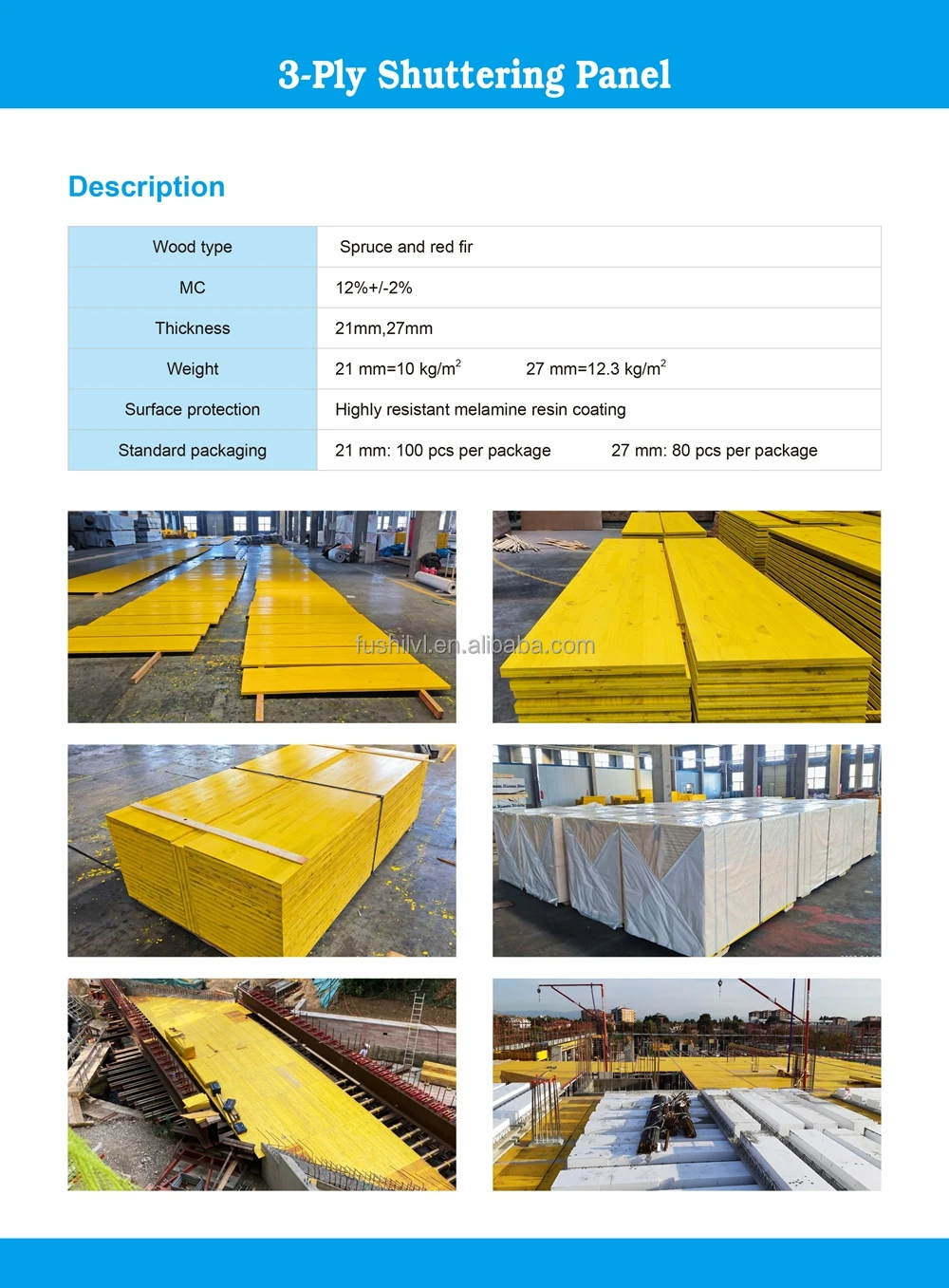 3 Layer Spruce Core Formwork Panels for Building Construction