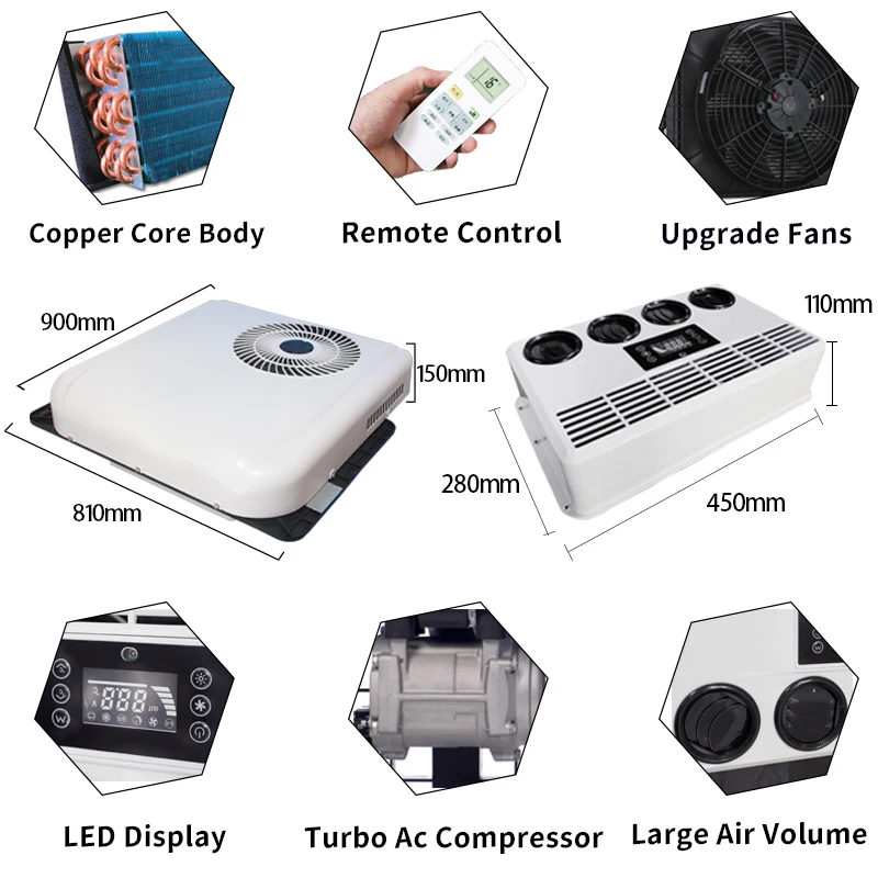 Battery Powered Rooftop Electric Apu Cooler Ac Cabin Sleeper Dc 12v 24v ...
