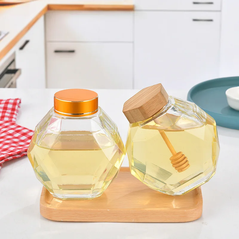 Luxury Hexagonal Glass Honey Container - 100ml to 380ml