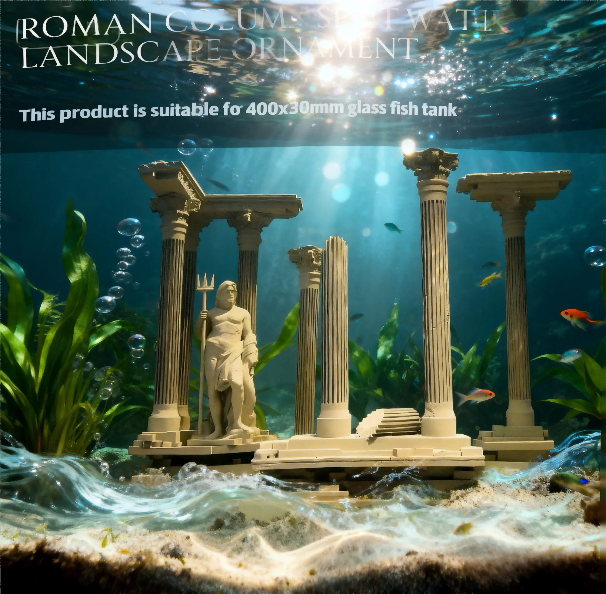 Roman Column Poseidon Figure Ornament for Aquariums & Accessories Fish ...