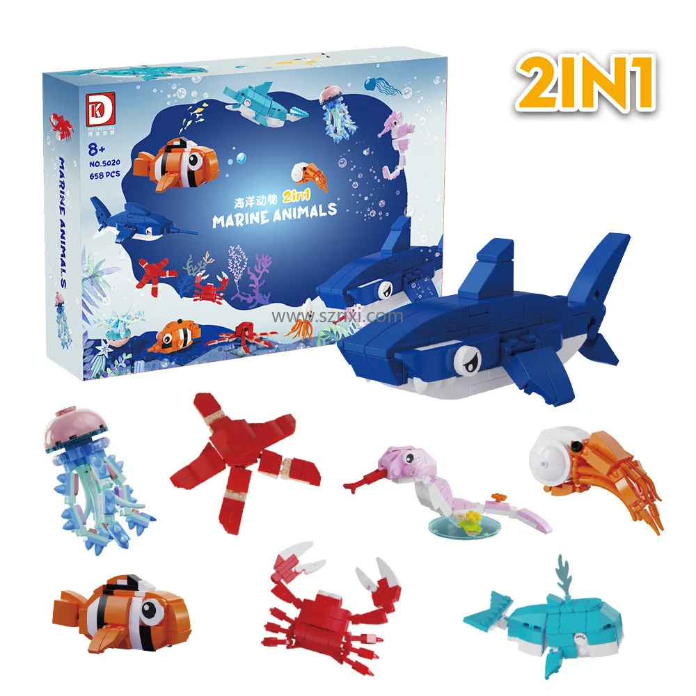 DK 5020 SeaWorld Animals Shark Crab Jellyfish Children's Puzzle Toy ...