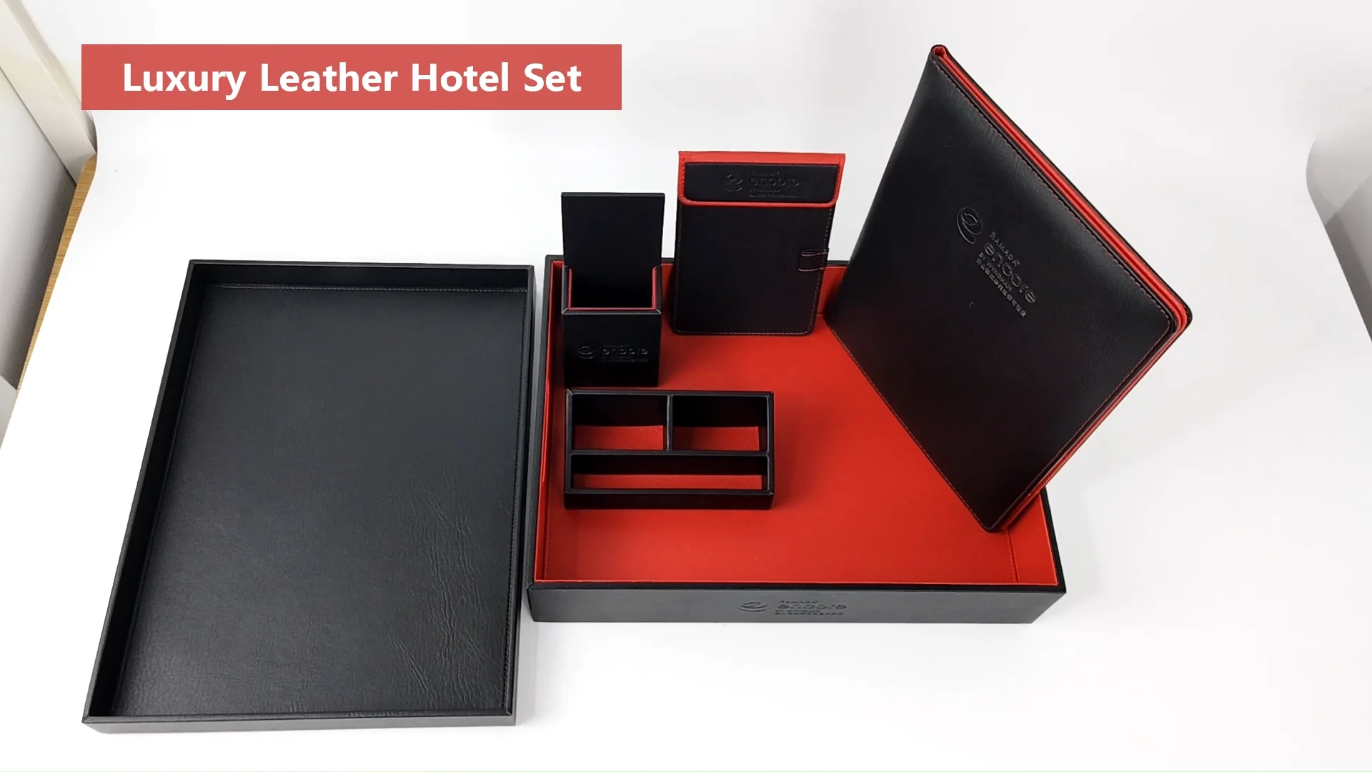 Custom Menu Hotel Durable Guestroom Leather Amenities Set Leather ...