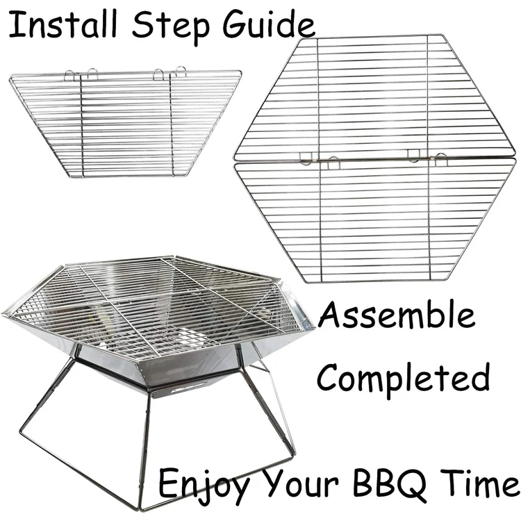 Hexagonal Fire Table Folding Portable Barbecue Grill Outdoor Camping ...