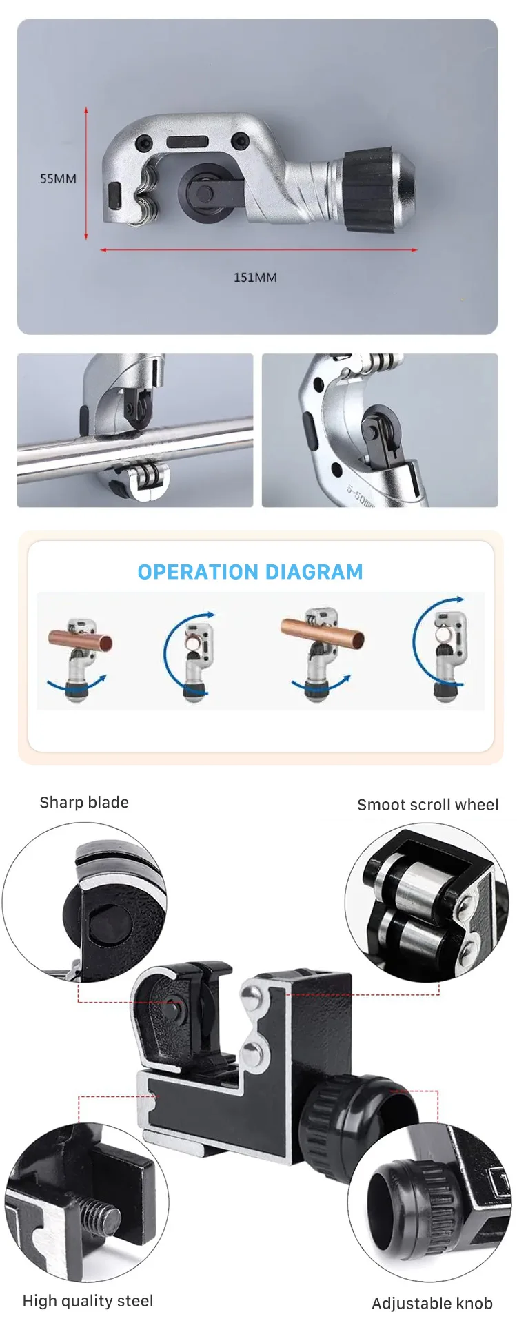 Roller Type Refrigeration Tool Hand Copper Tube Cutter - Buy Hand ...