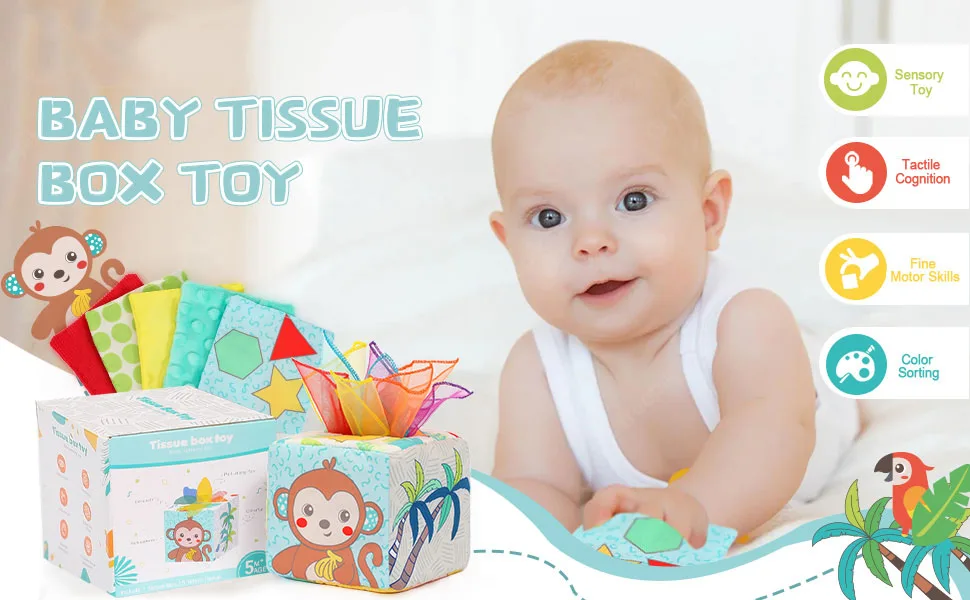 Montessori Toy Crinkle Paper and Stuffed Tissues for Babies
