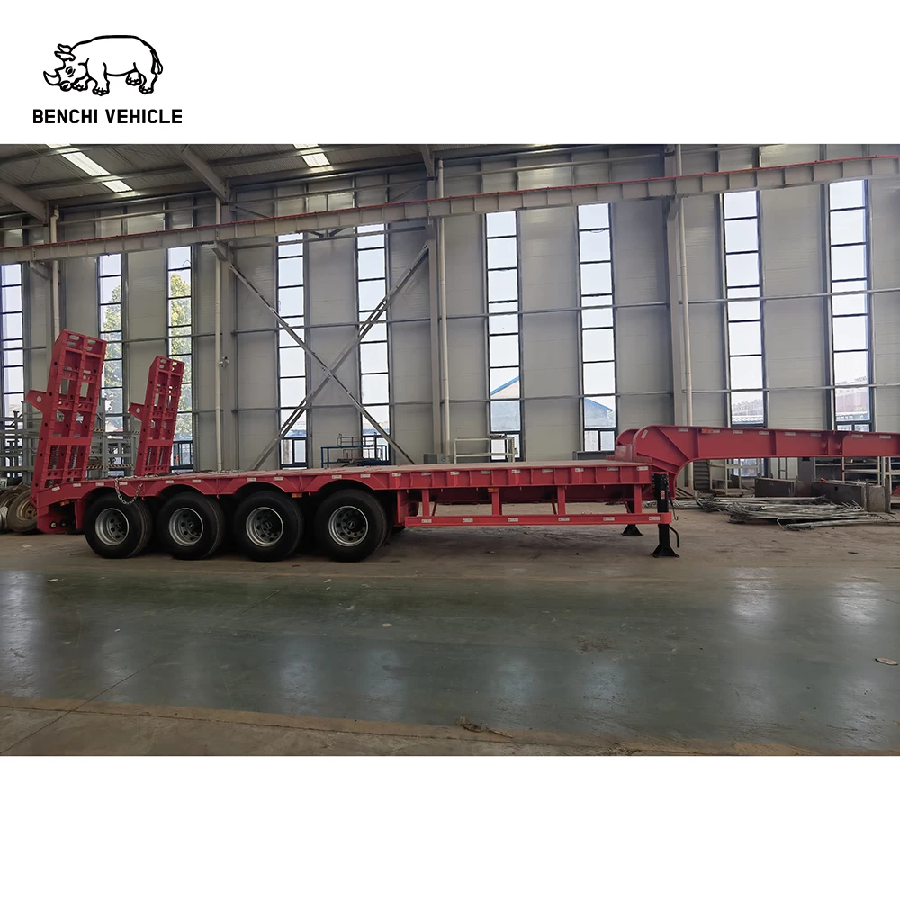 Lifting Hydraulic 50 60 80 Ton Low Boy Trailer Low Load Bed Truck ...