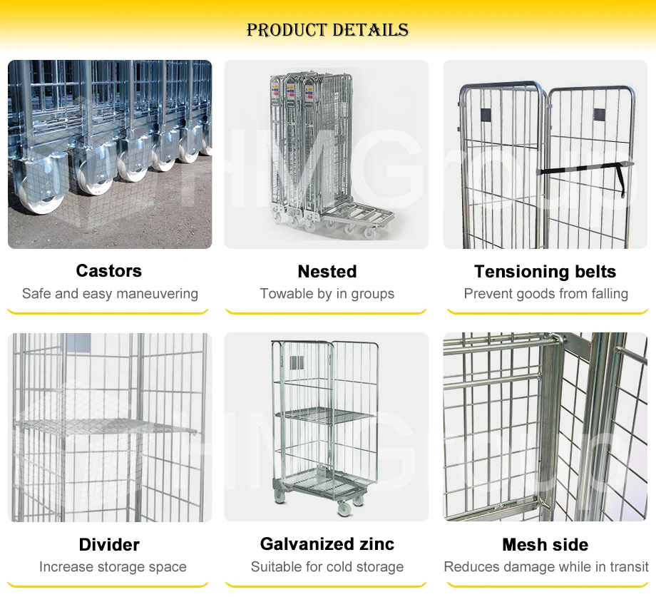 Logistic Warehouse Tools Galvanized Wide Steel Metal Storage Wheeling ...