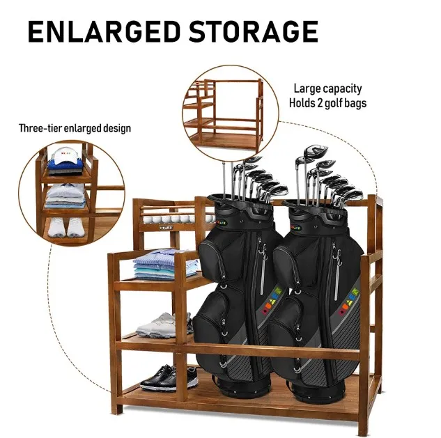Wooden Golf Bag Storage Rack,Garage Organizer,Golf Bag Storage Stand ...