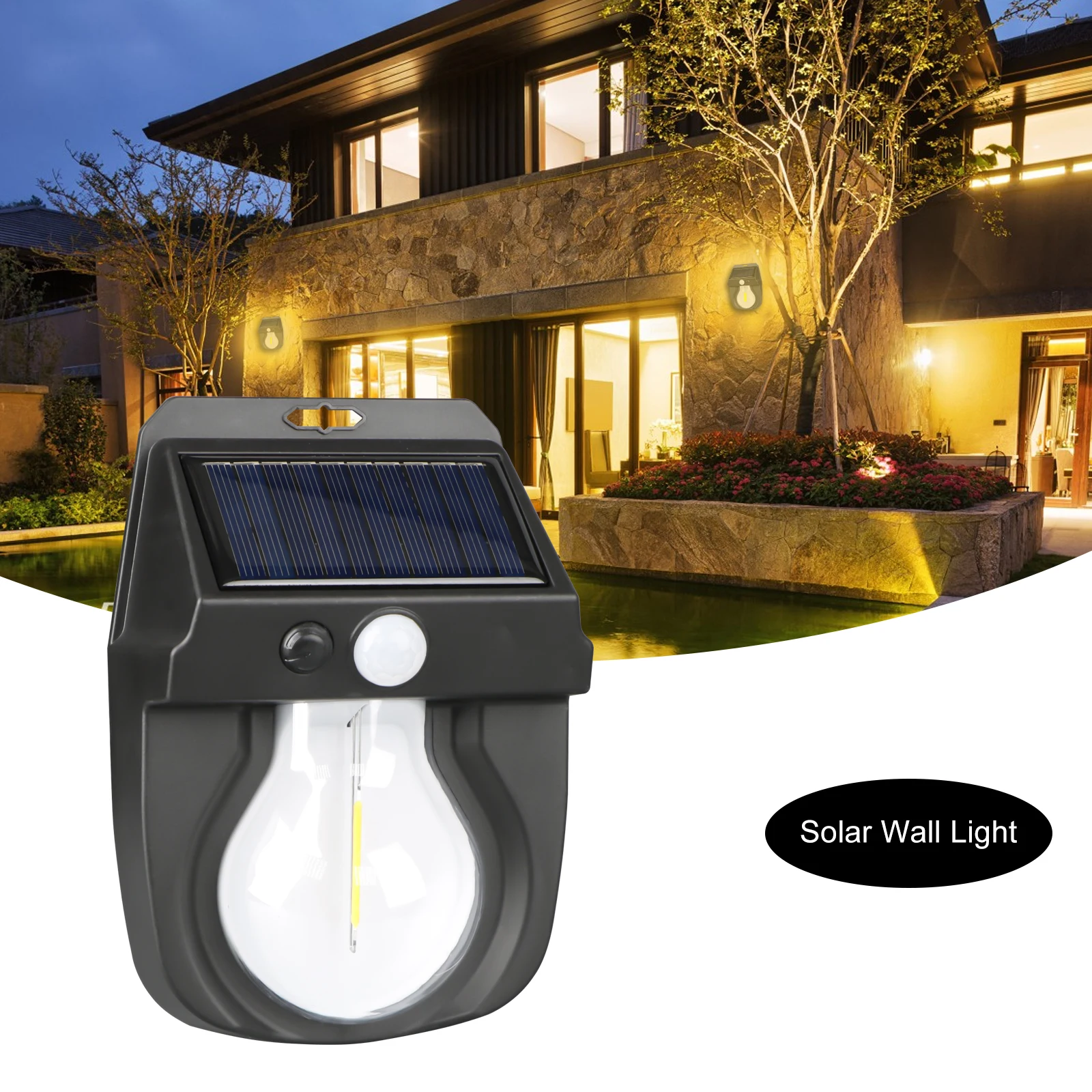 Outdoor Solar Powered Small House Light - Warm Wall Lamp