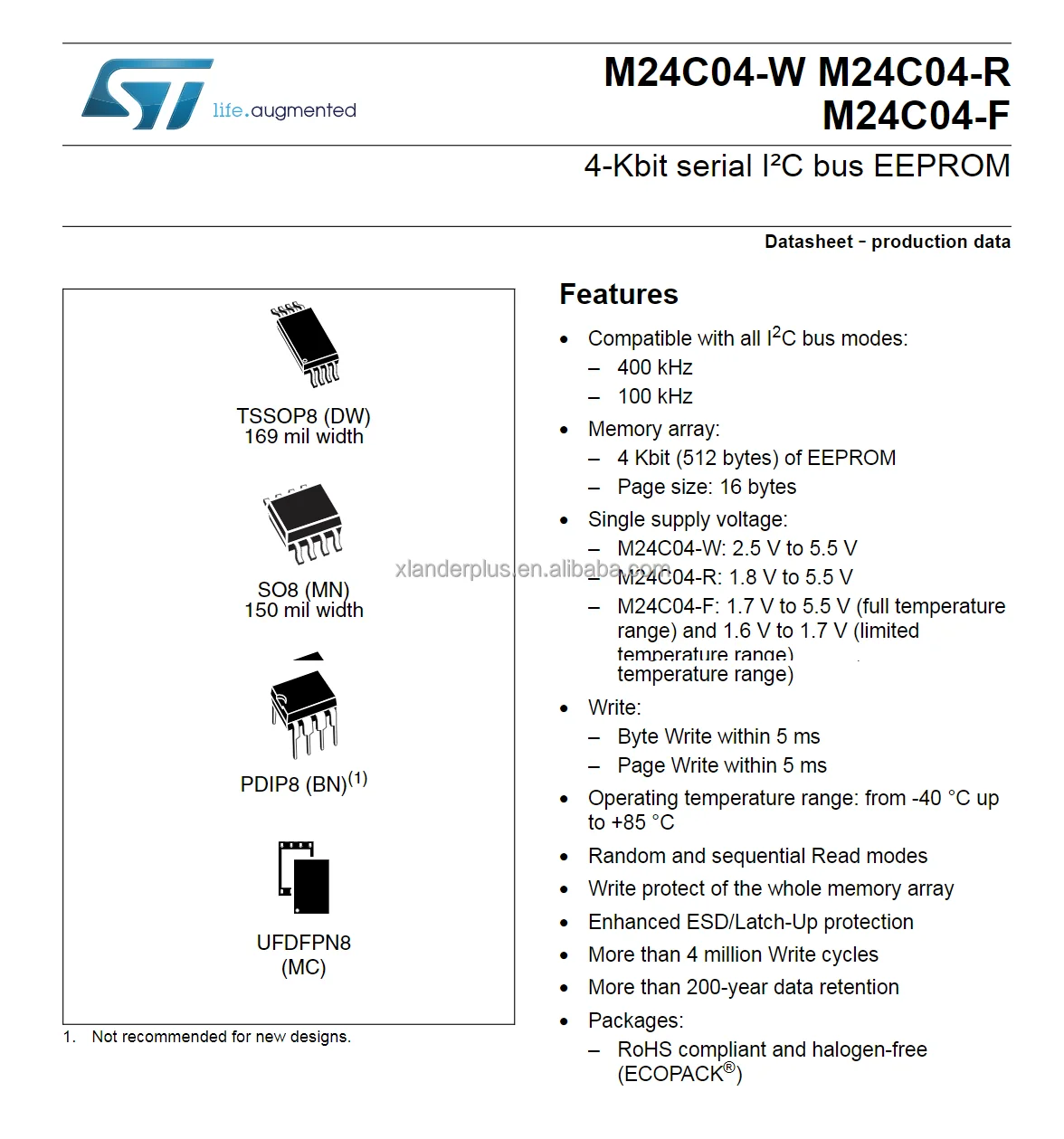 X-lander M24c04-wmn6tp Ic Eeprom 4kbit I2c 400khz 8soic Integrated Circuit Electronic Components ...