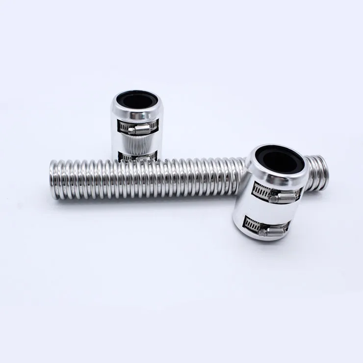 12" Universal Chrome Stainless Steel Radiator Hose Kit With Aluminum ...