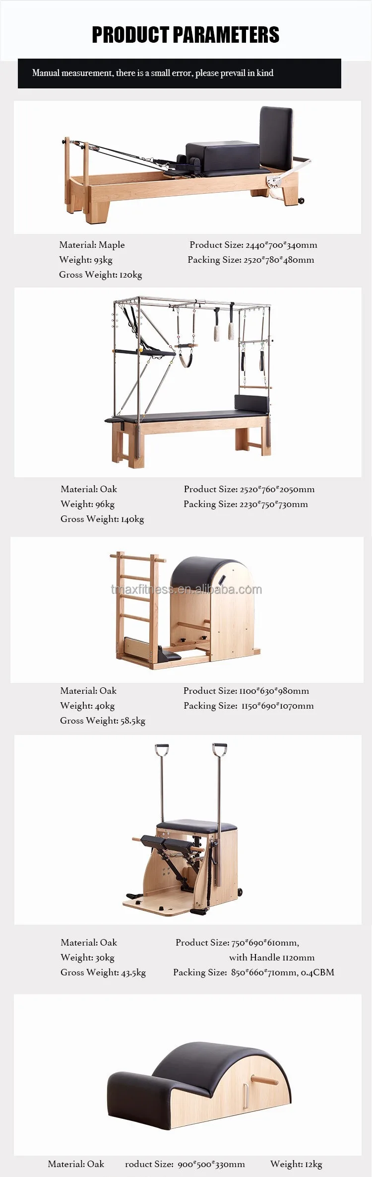 Tmax Sales Wood Maple 5-piece Set Pilates Equipment Core Bed Trapeze ...